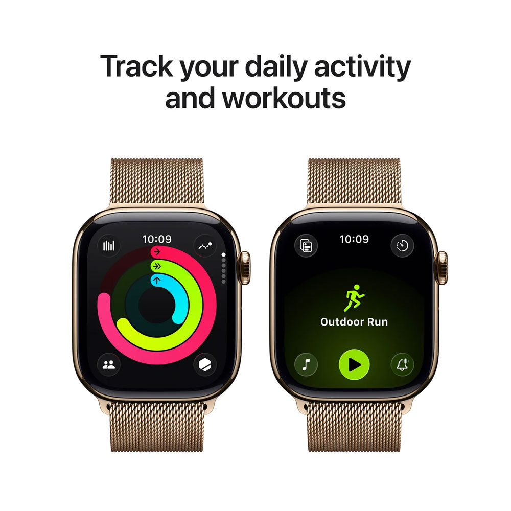 Buy Online Apple Watch Series 11 GPS + Cellular 42mm Gold Titanium Case with Gold Milanese Loop ...